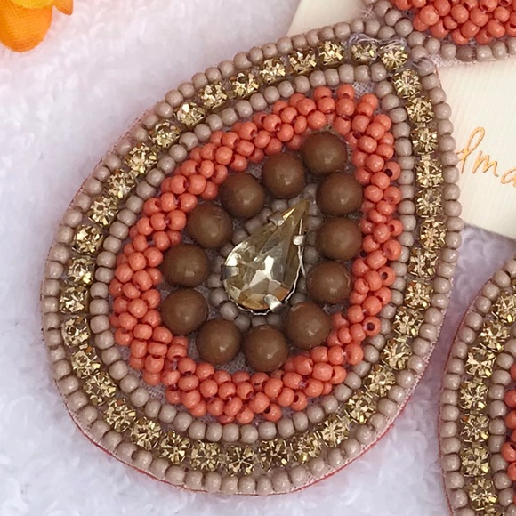 Kay Lee | Jewelry | Large Boho Seed Bead Post Drop Rhinestone Earrings ...